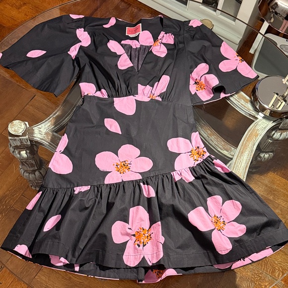 kate spade | Dresses | Kate Spade Black And Pink Floral Mini Dress ...